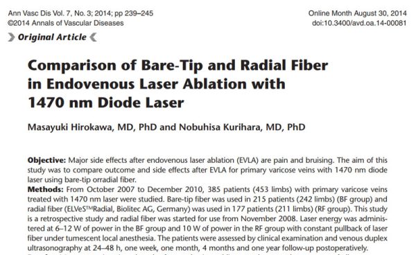 Comparison of Bare-Tip and Radial Fiber in Endovenous Laser Ablation with 1470 nm Diode Laser ...